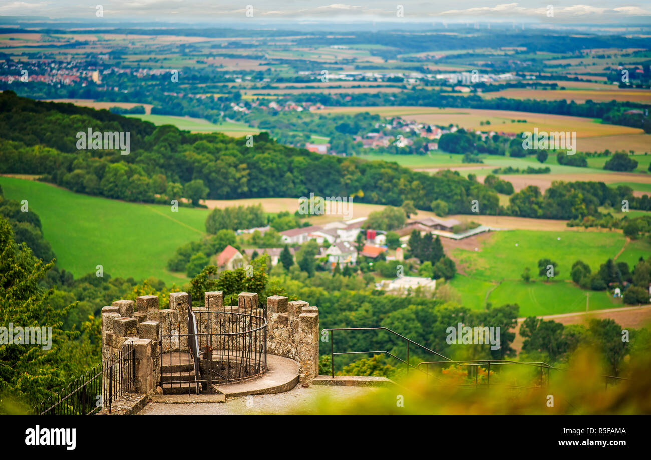 Panoramablick von Waldenburg, Hohenlohe, nach Norden Stockfotografie ...