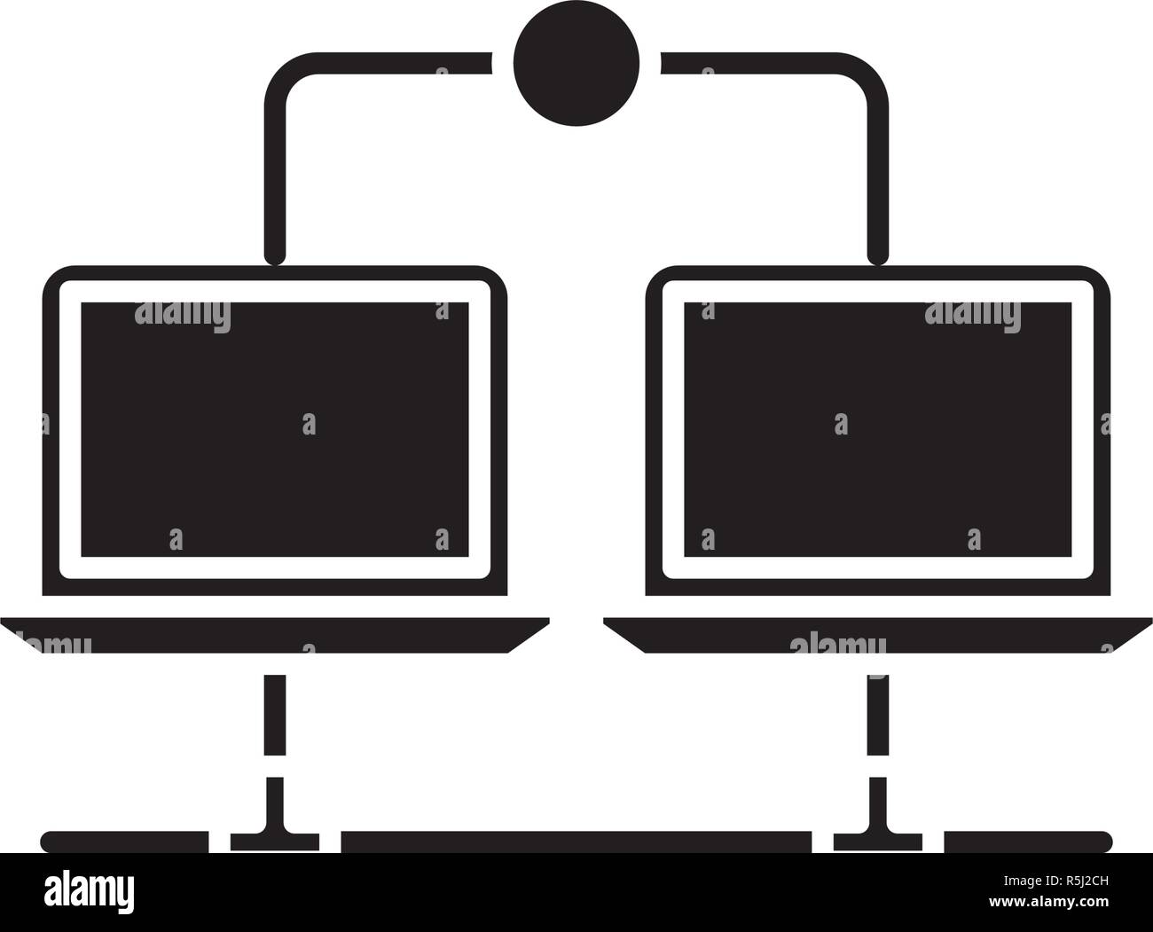 Lan-Netzwerk, das schwarze Symbol, Vektor Zeichen auf isolierten ...