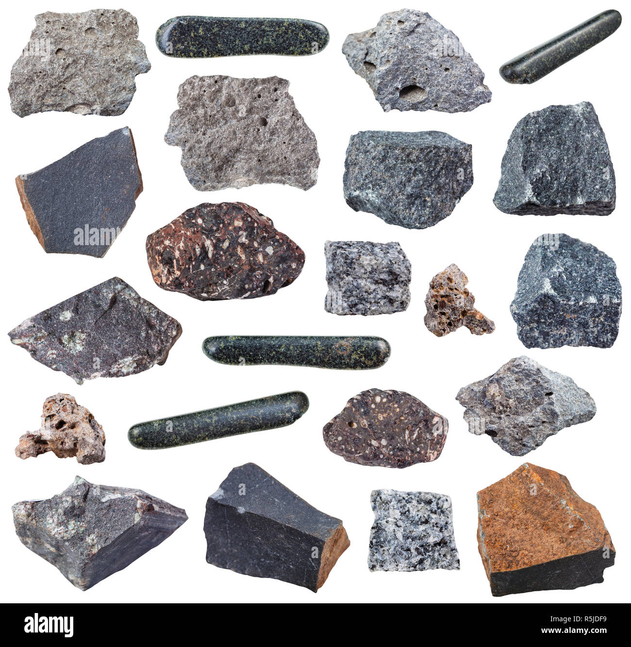 Sammlung von verschiedenen Basalt magmatischen Gesteinen ...
