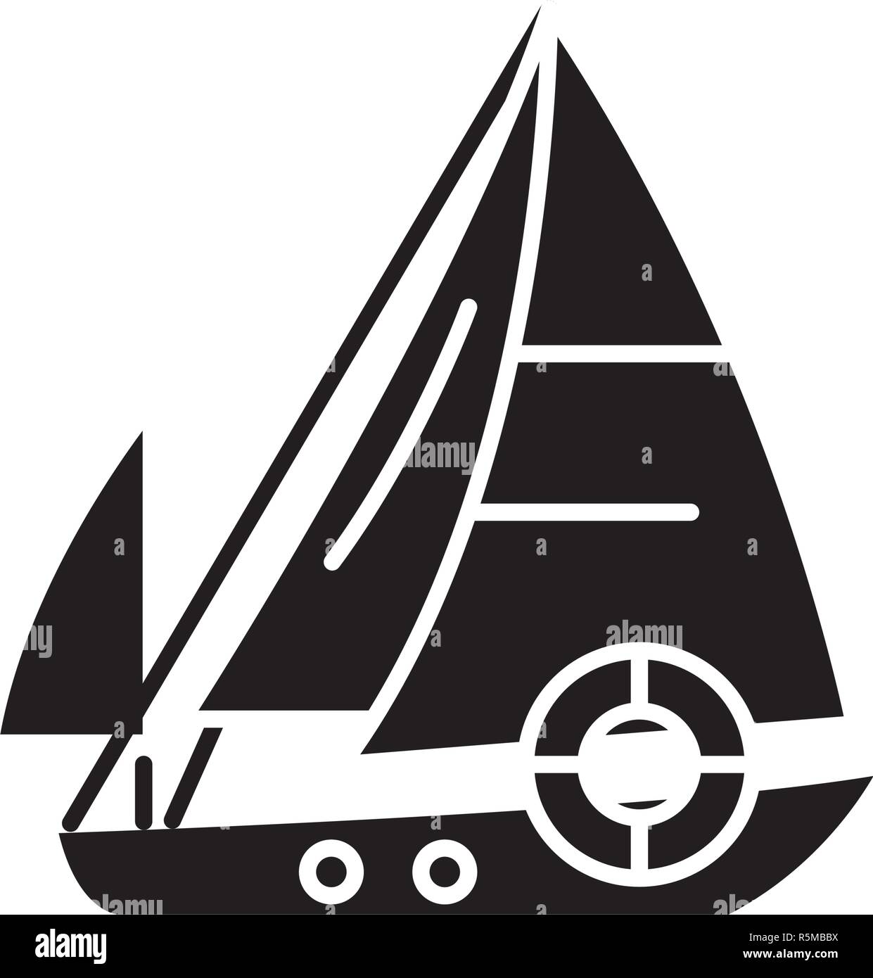 Segelboot schwarze Symbol, Vektor Zeichen auf isolierten Hintergrund ...