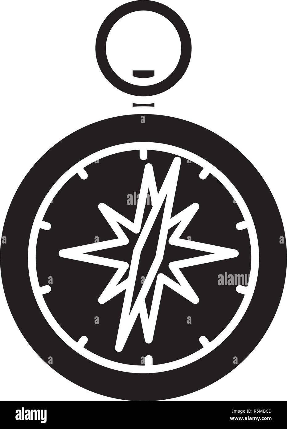 Kompass schwarze Symbol, Vektor Zeichen auf isolierten Hintergrund ...