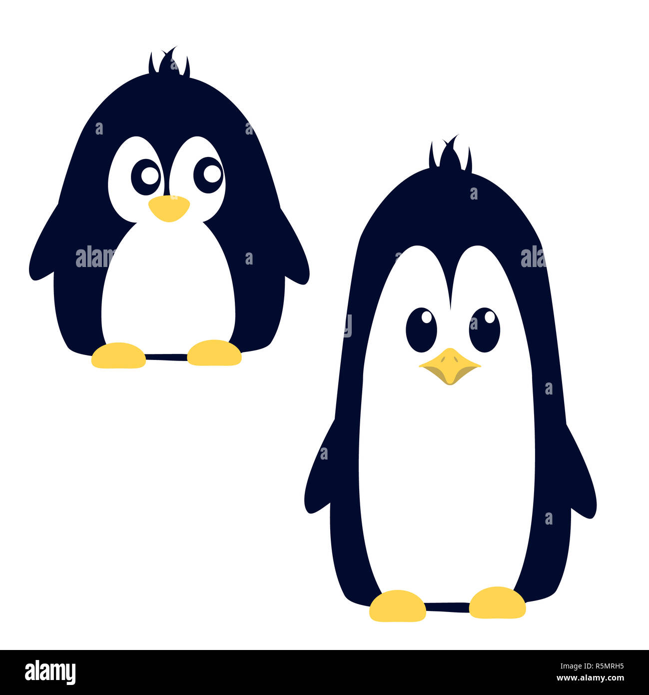 Abstrakte süß sauer cartoon Pinguin auf einem blauen Hintergrund. Funny ...