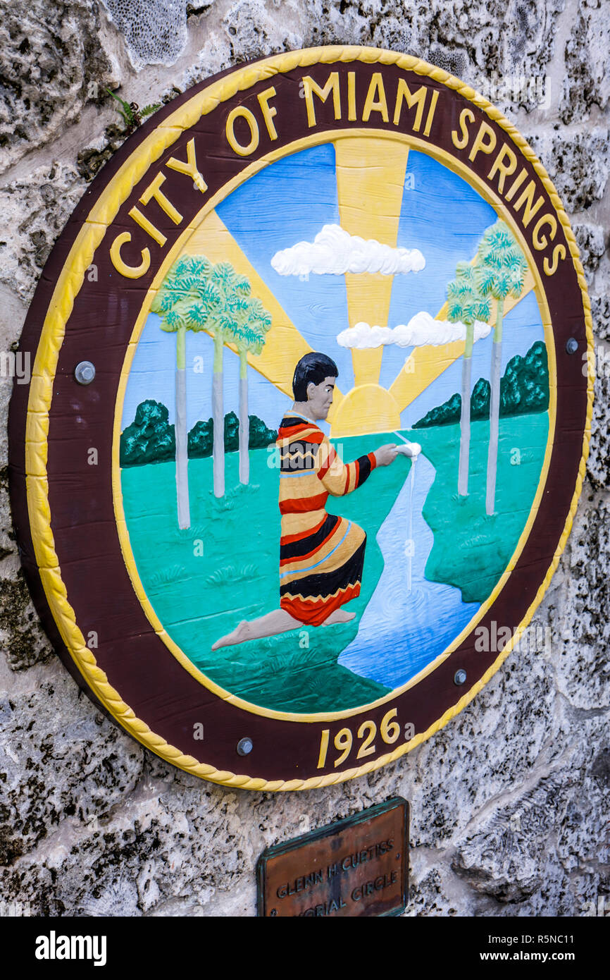 Miami Florida, Quellen, Stadt, Schild, Symbol, Emblem, Glenn H. Curtiss ...
