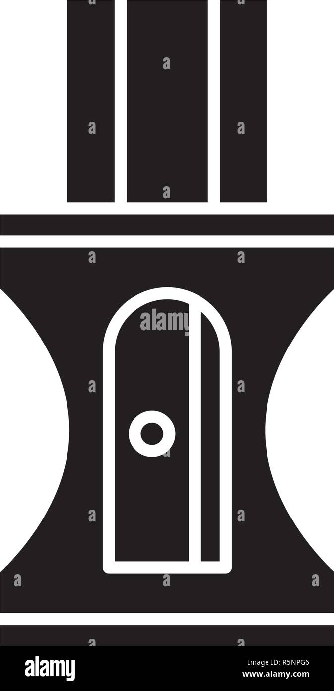 Bleistiftspitzer schwarz Symbol, Vektor Zeichen auf isolierten ...