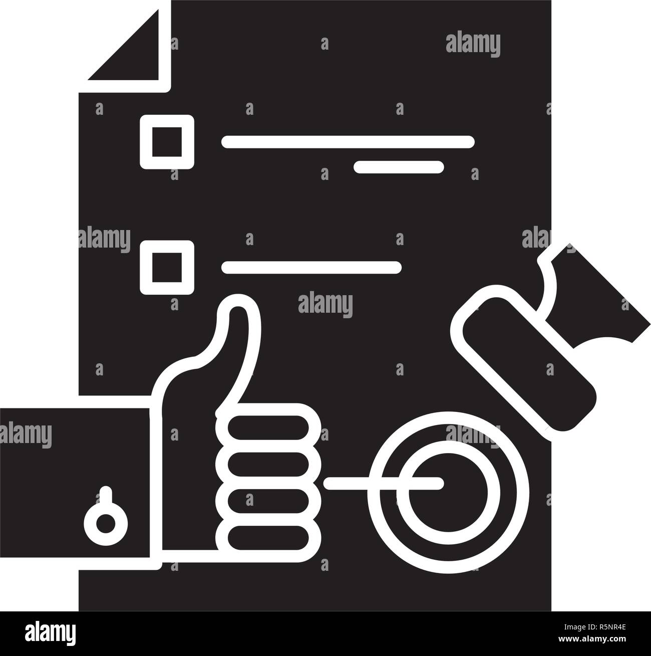 Quality Control System schwarze Symbol, Vektor Zeichen auf isolierten ...