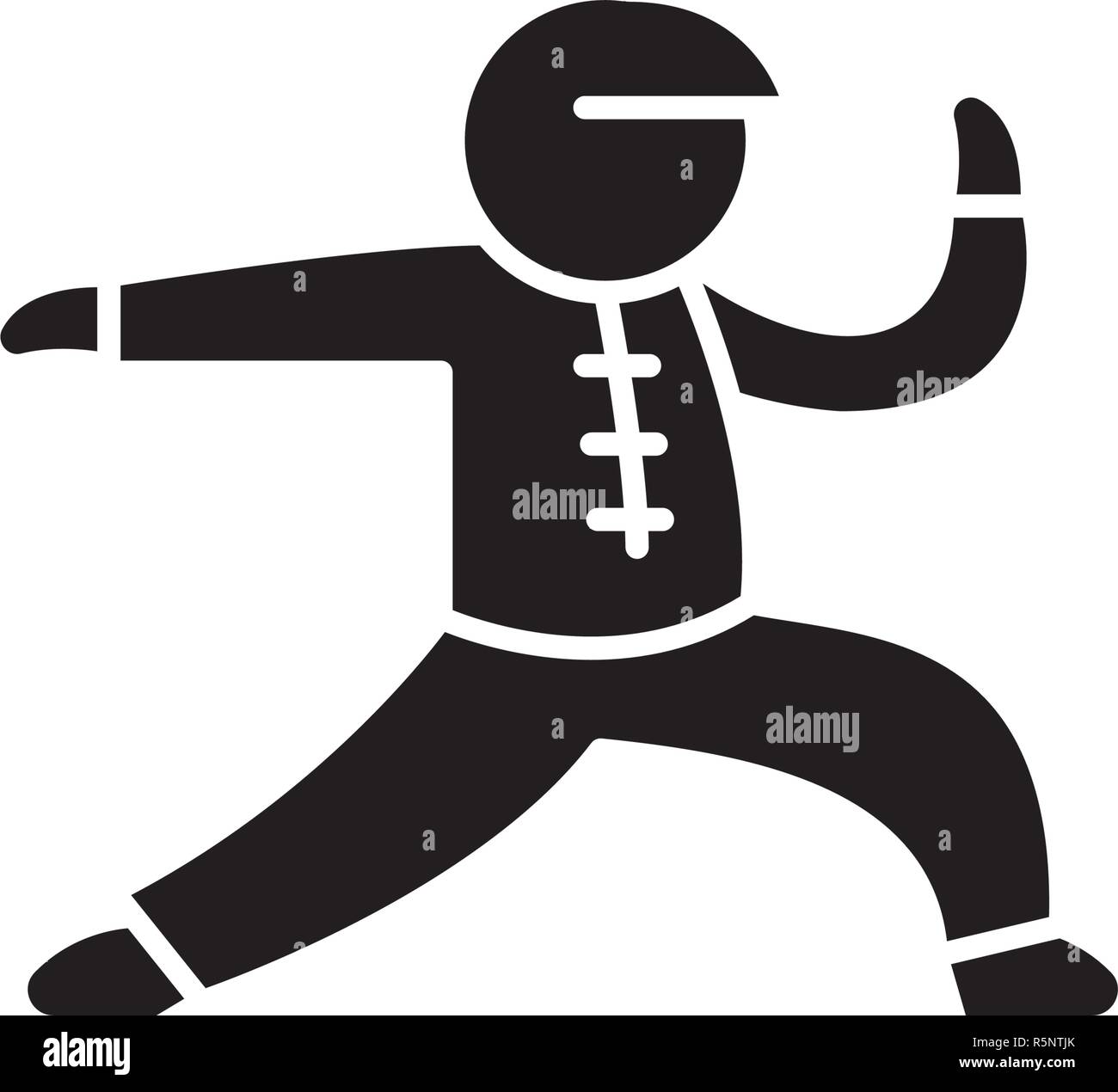 Wushu schwarze Symbol, Vektor Zeichen auf isolierten Hintergrund. Wushu ...