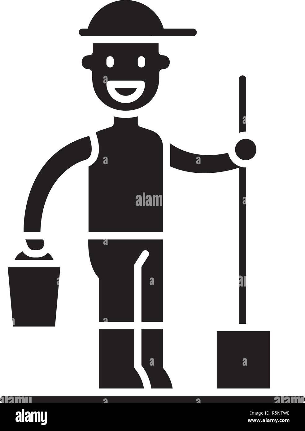 Gärtner schwarze Symbol, Vektor Zeichen auf isolierten Hintergrund ...