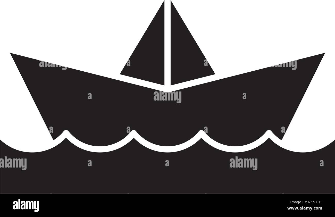 Papier Boot schwarze Symbol, Vektor Zeichen auf isolierten Hintergrund ...