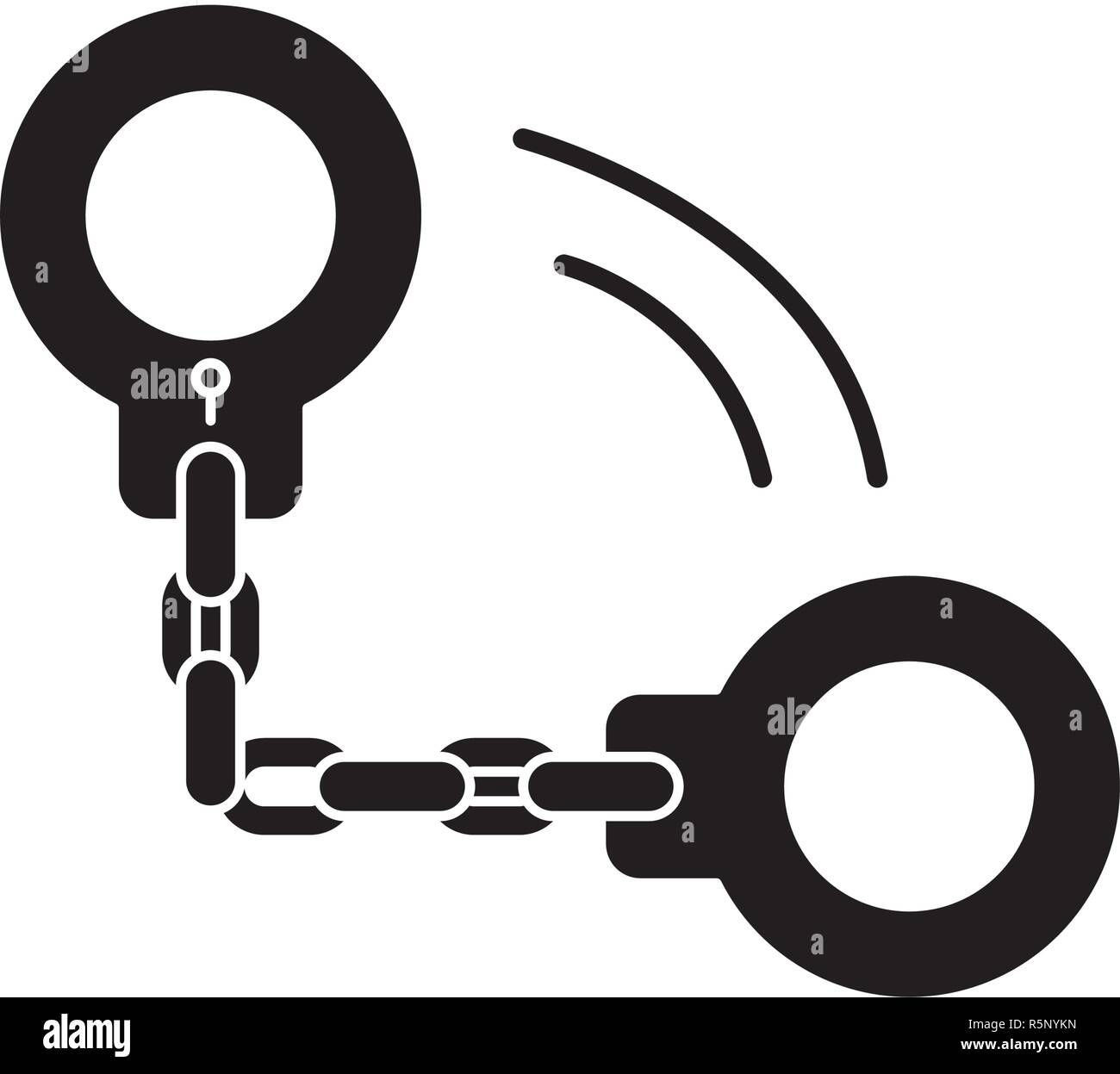 Handschellen schwarzes Symbol, Vektor Zeichen auf isolierten ...