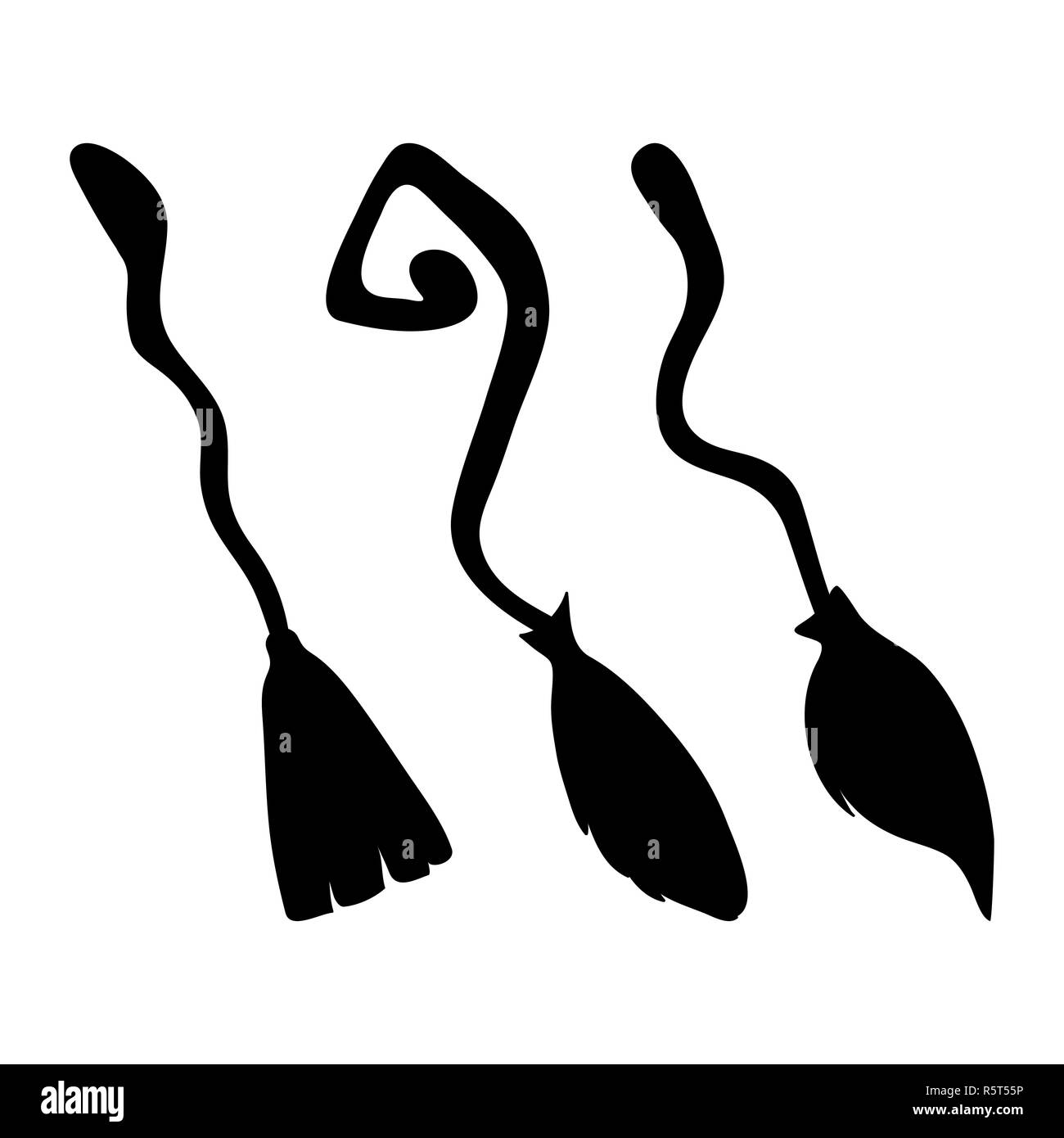 Hexe Besen silhouette cartoon Vektor symbol Icon Design. Schöne ...