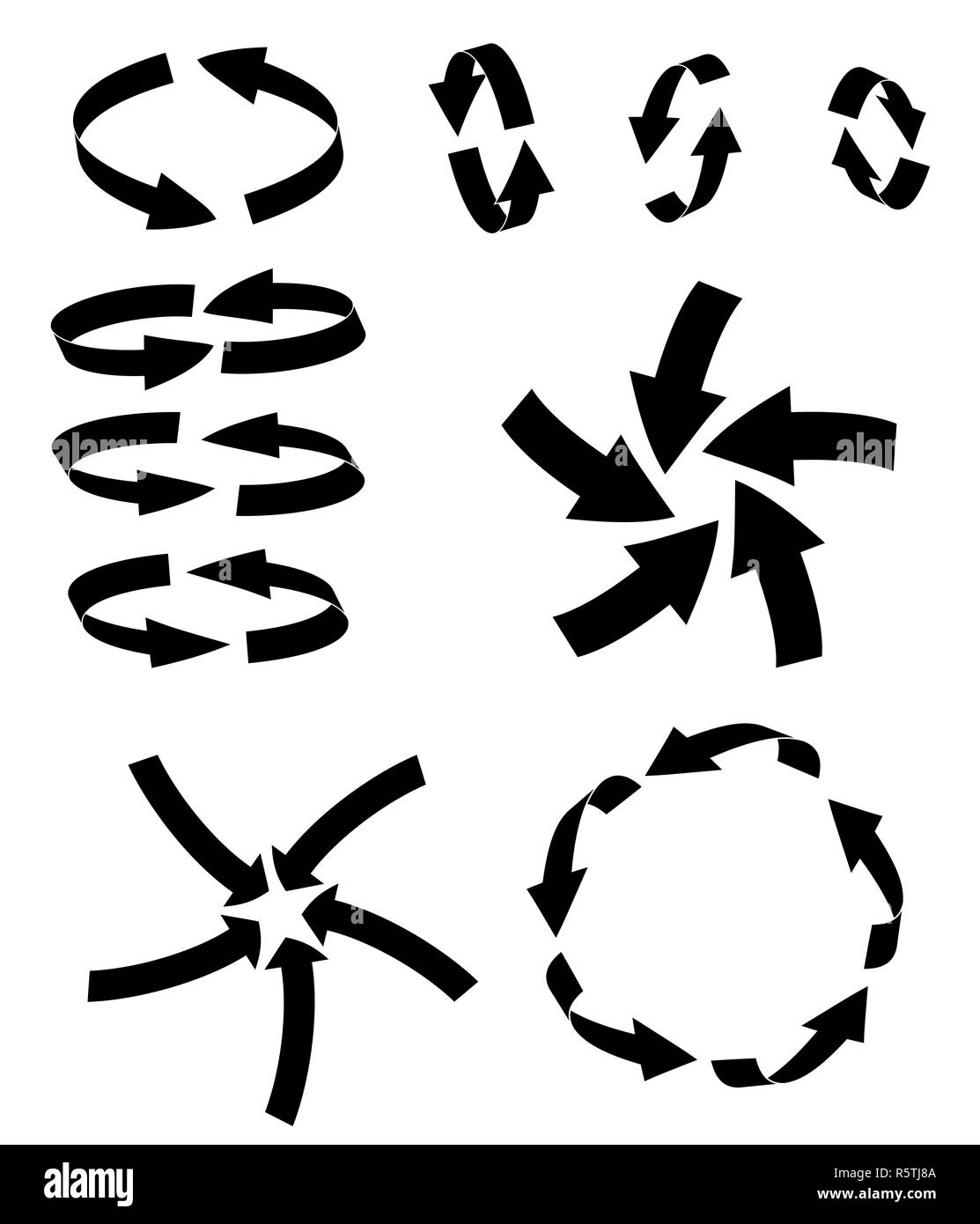 Pfeilsymbol Zyklus Silhouette, gebogene Symbol Business Konzept gesetzt ... Pfeilsymbol Zyklus Silhouette, gebogene Symbol Business Konzept gesetzt ...