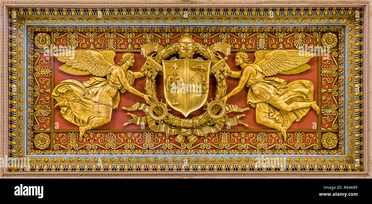 Gregor XVI Wappen von der Decke der Basilika St. Paul vor den Mauern in ...