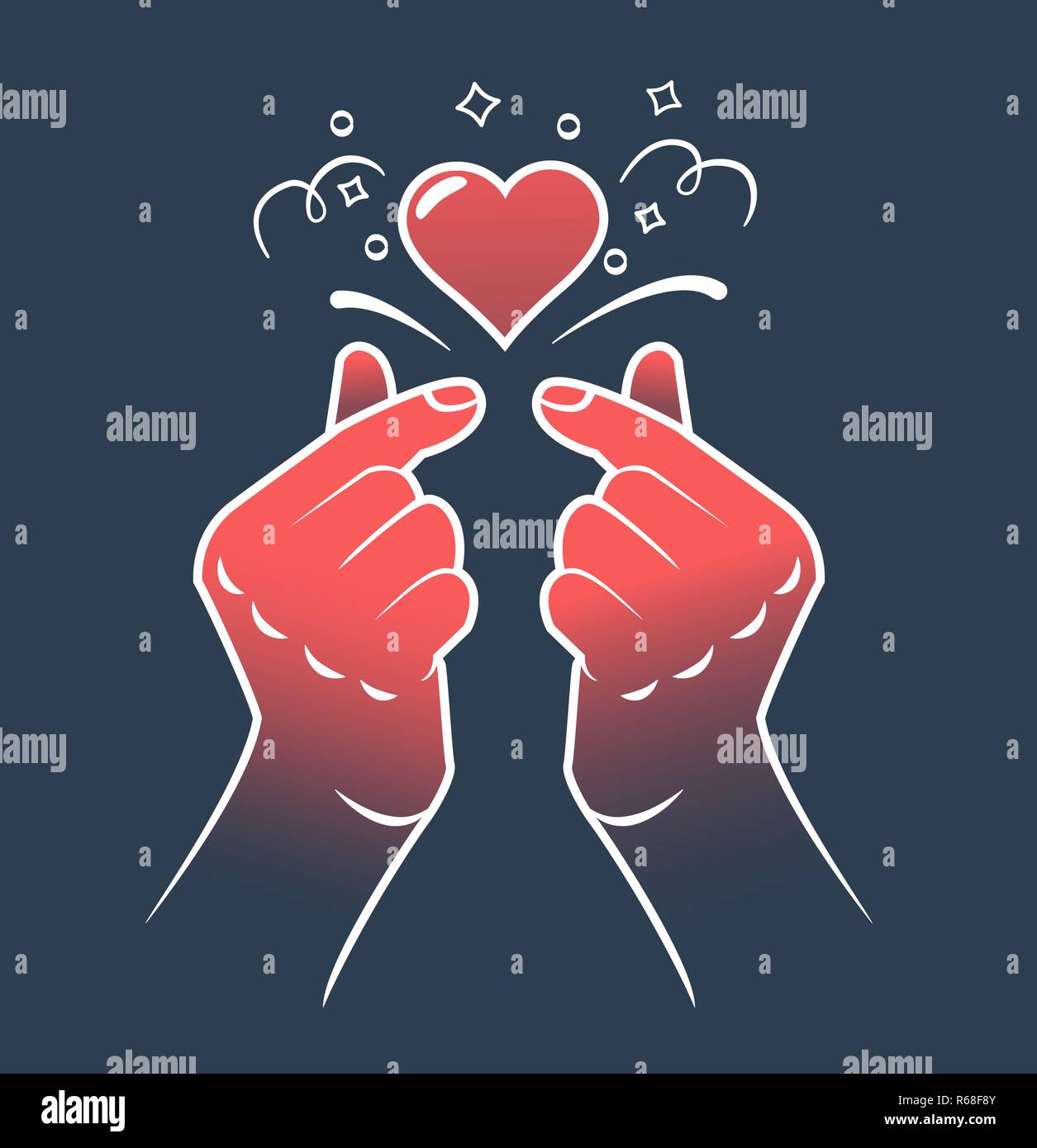 Koreanische Herz hand Geste Symbol. Symbol des Herzens und der Liebe ...