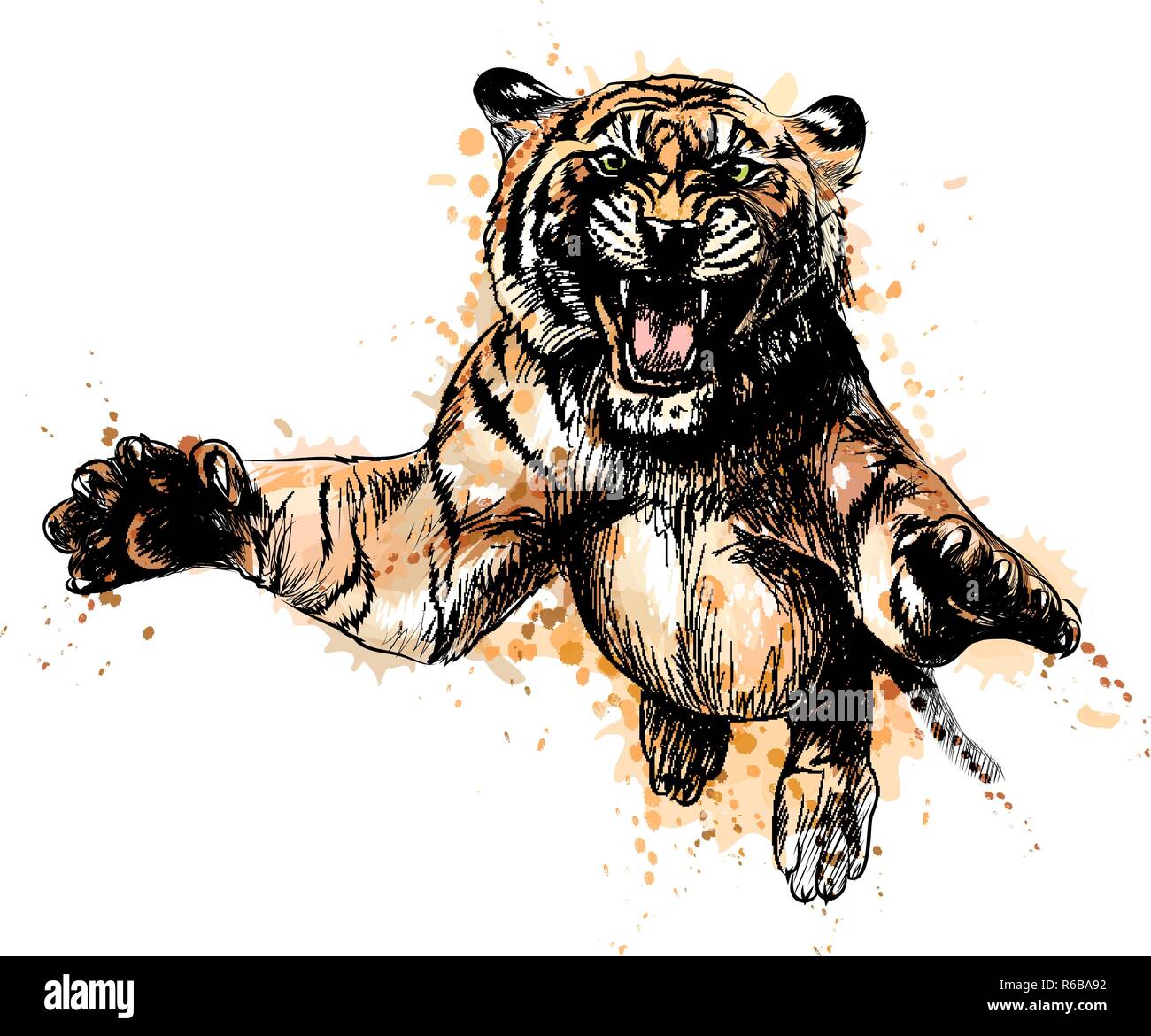 Jumping tiger tattoo design -Fotos und -Bildmaterial in hoher Auflösung ...