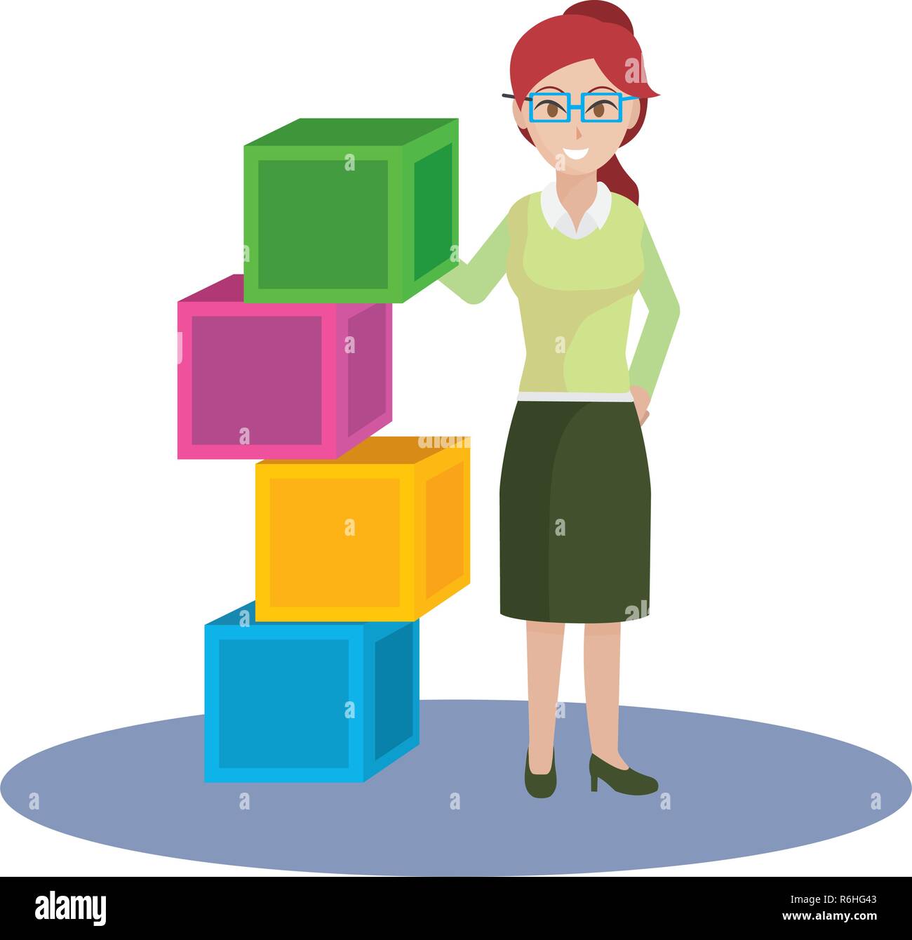 Schule Frau Lehrerin Cartoon Stock-Vektorgrafik - Alamy