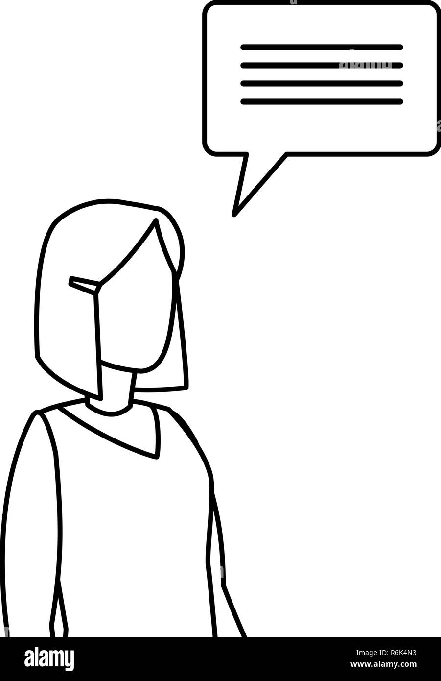 Frau Dialog sprechen Sprechblase Vector Illustration skizzieren Vector ...