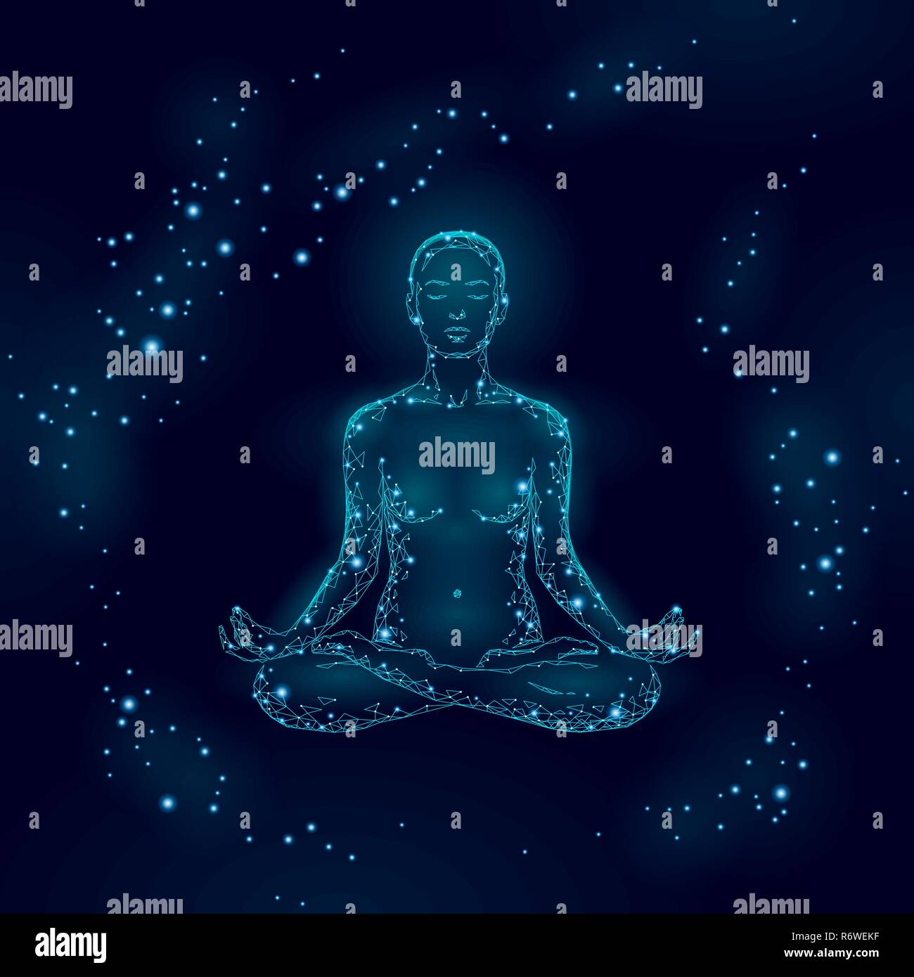 Yoga Praxis Frau in Lotus position Low Poly Silhouette. Polygonale yoga ...