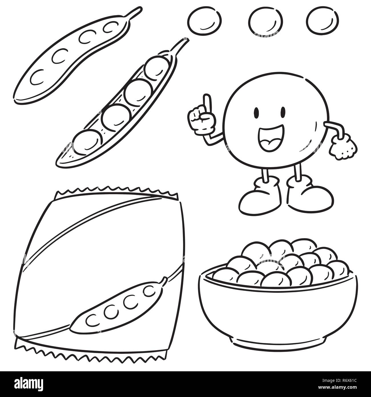 Erbse cartoon Schwarzweiß-Stockfotos und -bilder - Alamy