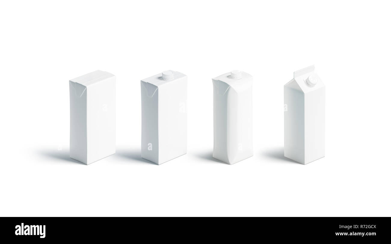 Leere weisse Saft oder Milch pack Mockup gesetzt, verschiedene Typen ...