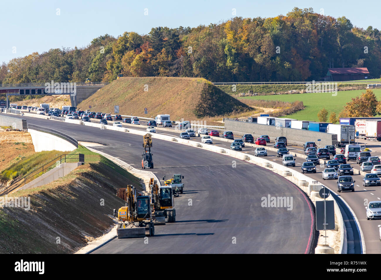 Ausbau der Autobahn A8 in der Nähe von Merklingen, Baden-WŸrttemberg ...
