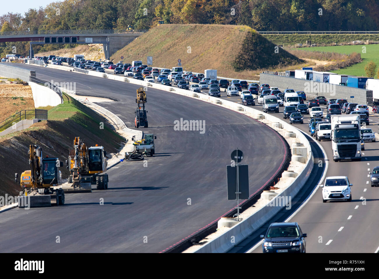 Ausbau der Autobahn A8 in der Nähe von Merklingen, Baden-WŸrttemberg ...