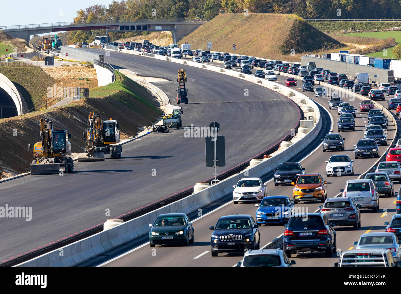 Ausbau der Autobahn A8 in der Nähe von Merklingen, Baden-WŸrttemberg ...