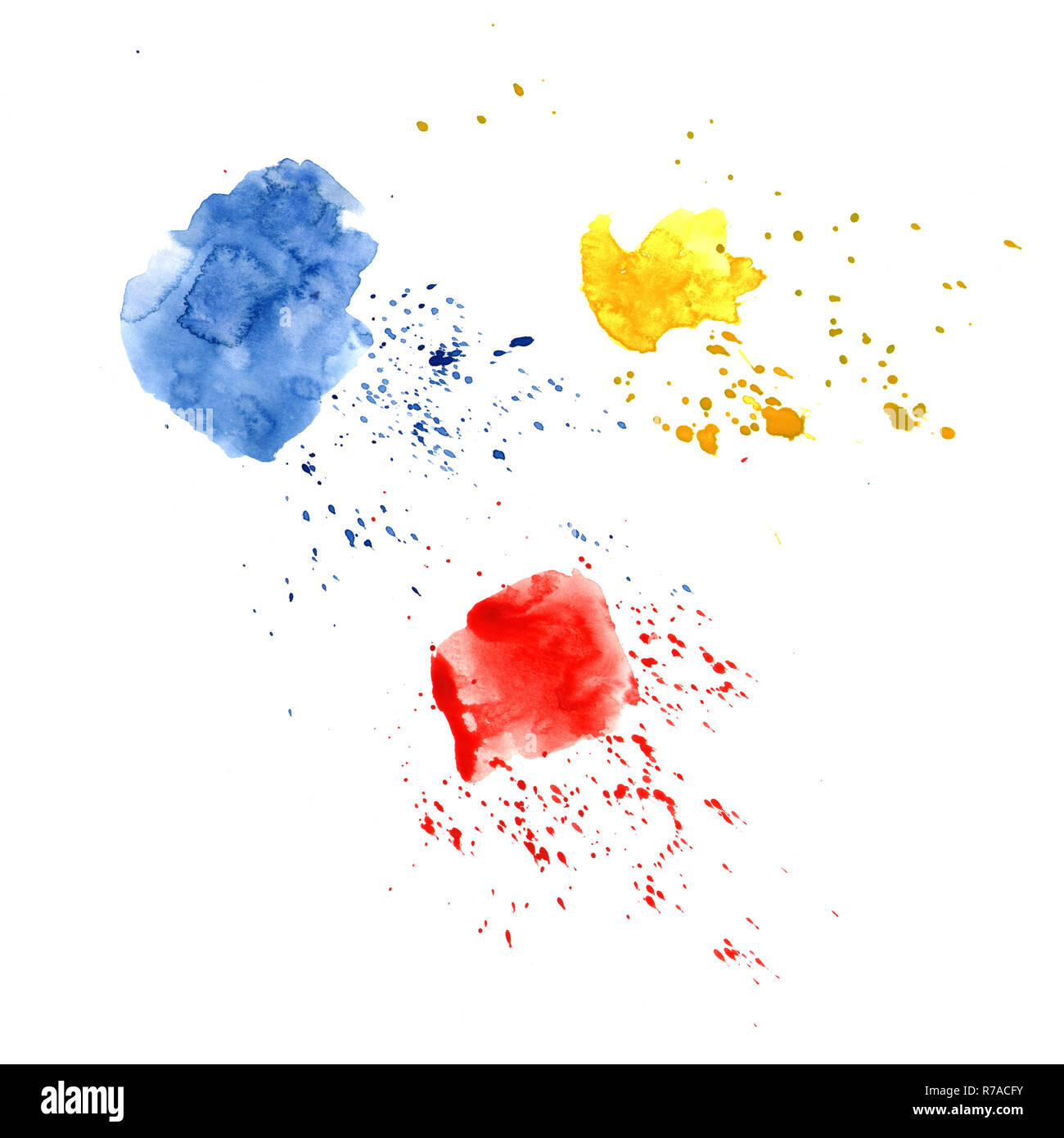 Abstrakte aquarell Spot mit Tröpfchen, Flecken, Flecken, Spritzer. Drei ... Abstrakte aquarell Spot mit Tröpfchen, Flecken, Flecken, Spritzer. Drei ...