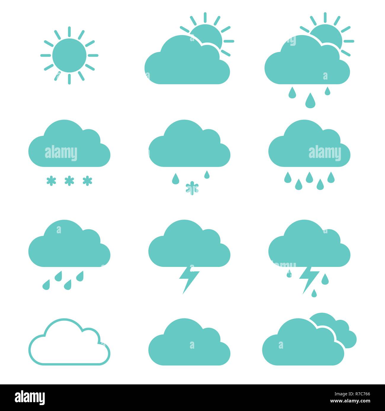 Cloud Lightning Icon Flat Style Stockfotos und -bilder Kaufen - Alamy