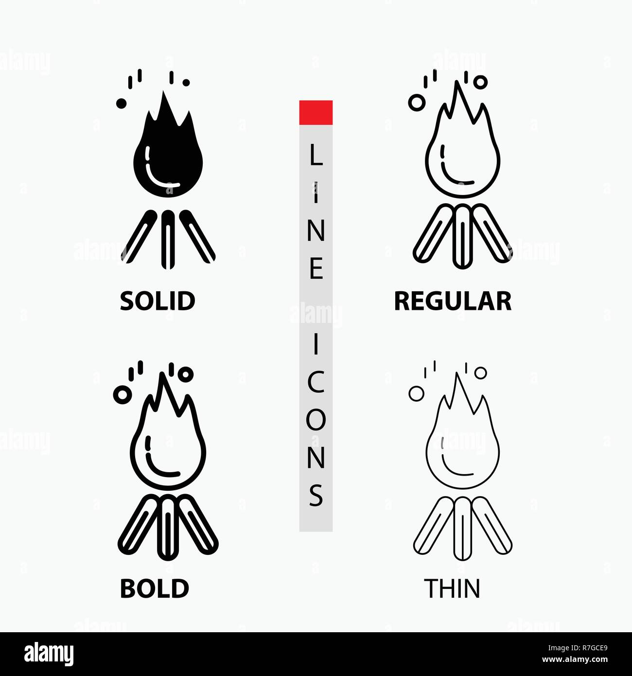 Feuer, Flamme, Lagerfeuer, Camping, camp Symbol in Thin, Regular, Bold ... Feuer, Flamme, Lagerfeuer, Camping, camp Symbol in Thin, Regular, Bold ...