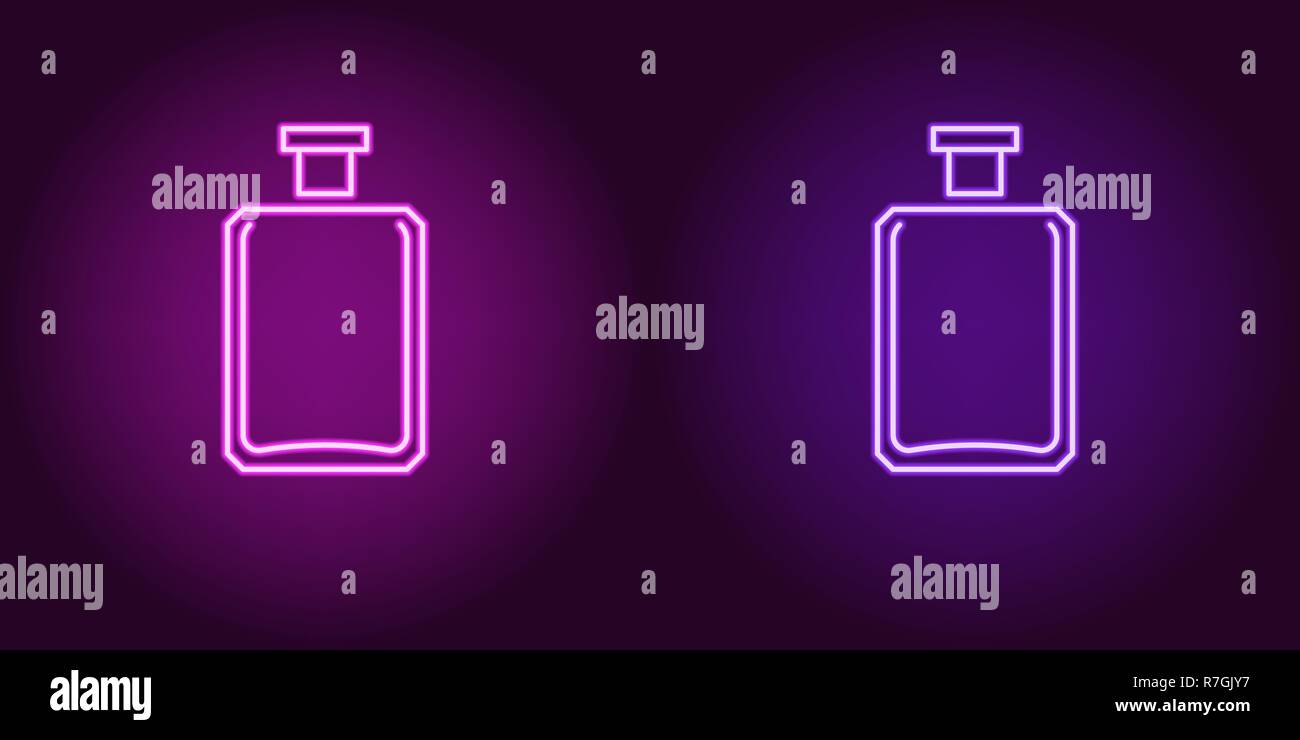 Neon Parfümflasche, leuchtende Symbol. Vector Illustration von Parfüm ...