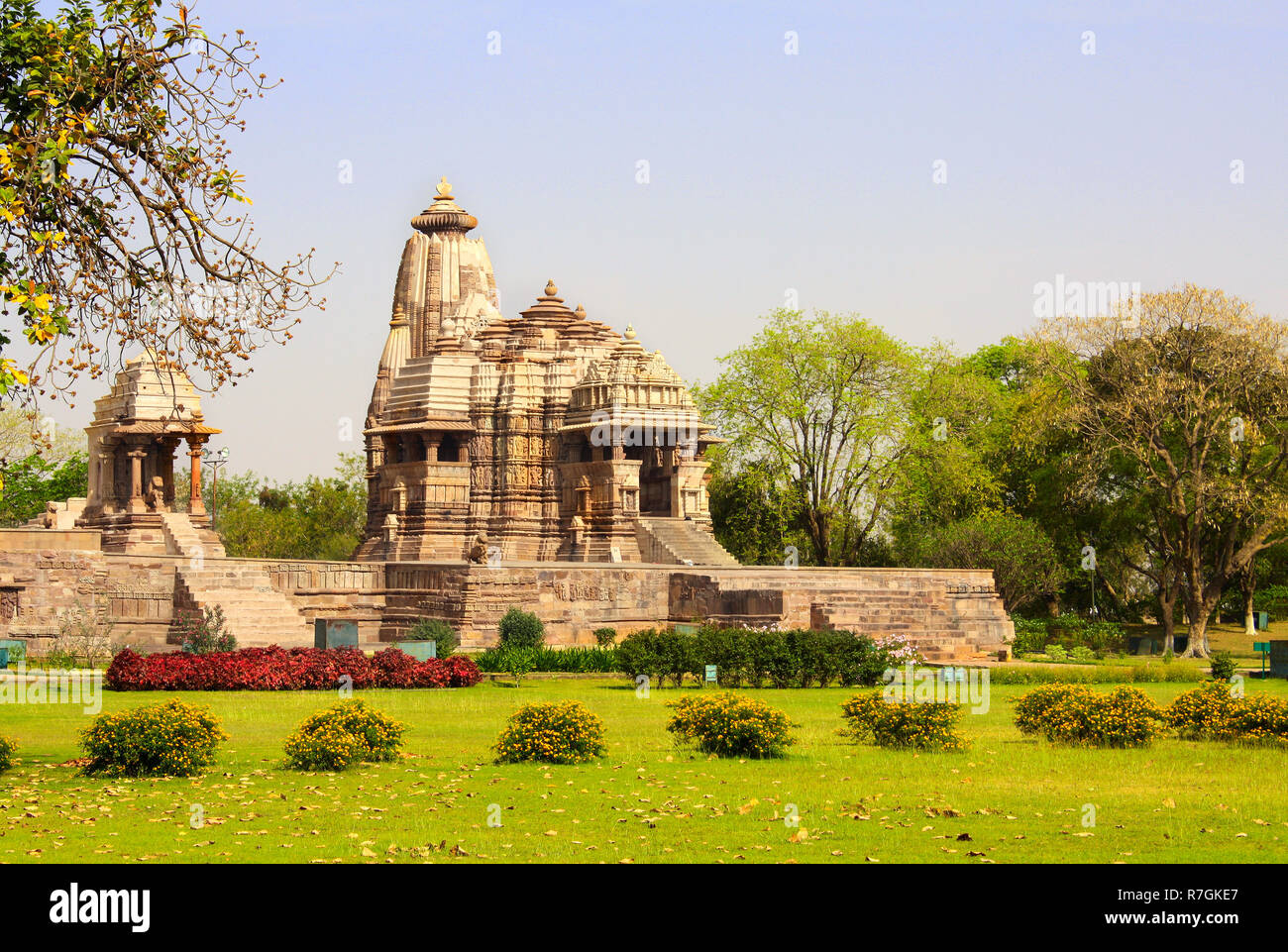 Antike Tempel, westlichen Tempeln in Khajuraho, Madya Pradesh, Indien ...