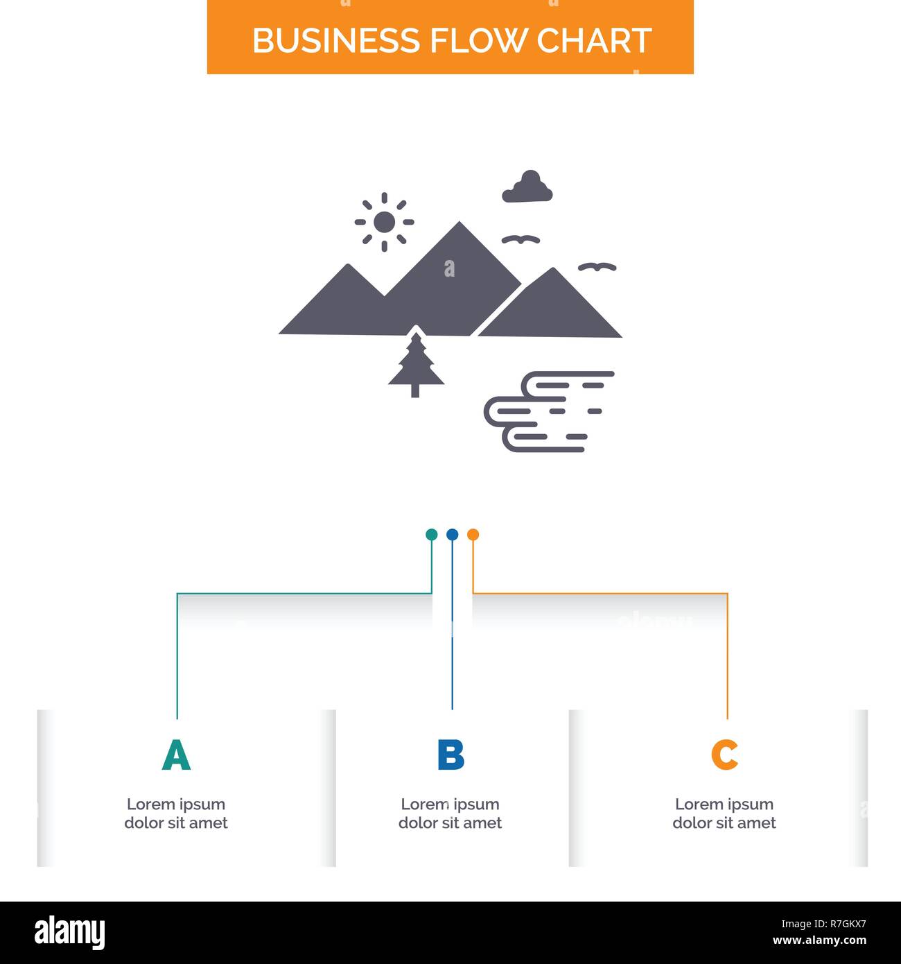 Berge, Natur, Outdoor, Wolken, Sun Business Flow Chart Design mit 3 ...