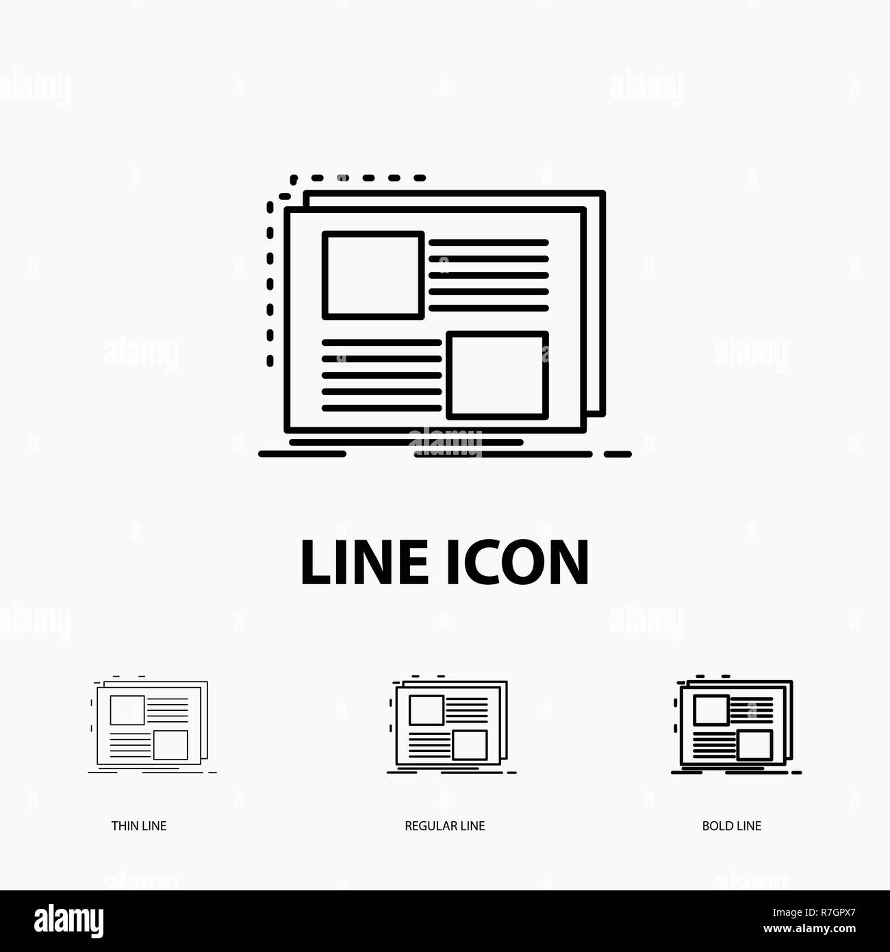 Inhalt, Design, Rahmen, Seite, Text, Symbol in Thin, Regular und Bold ...