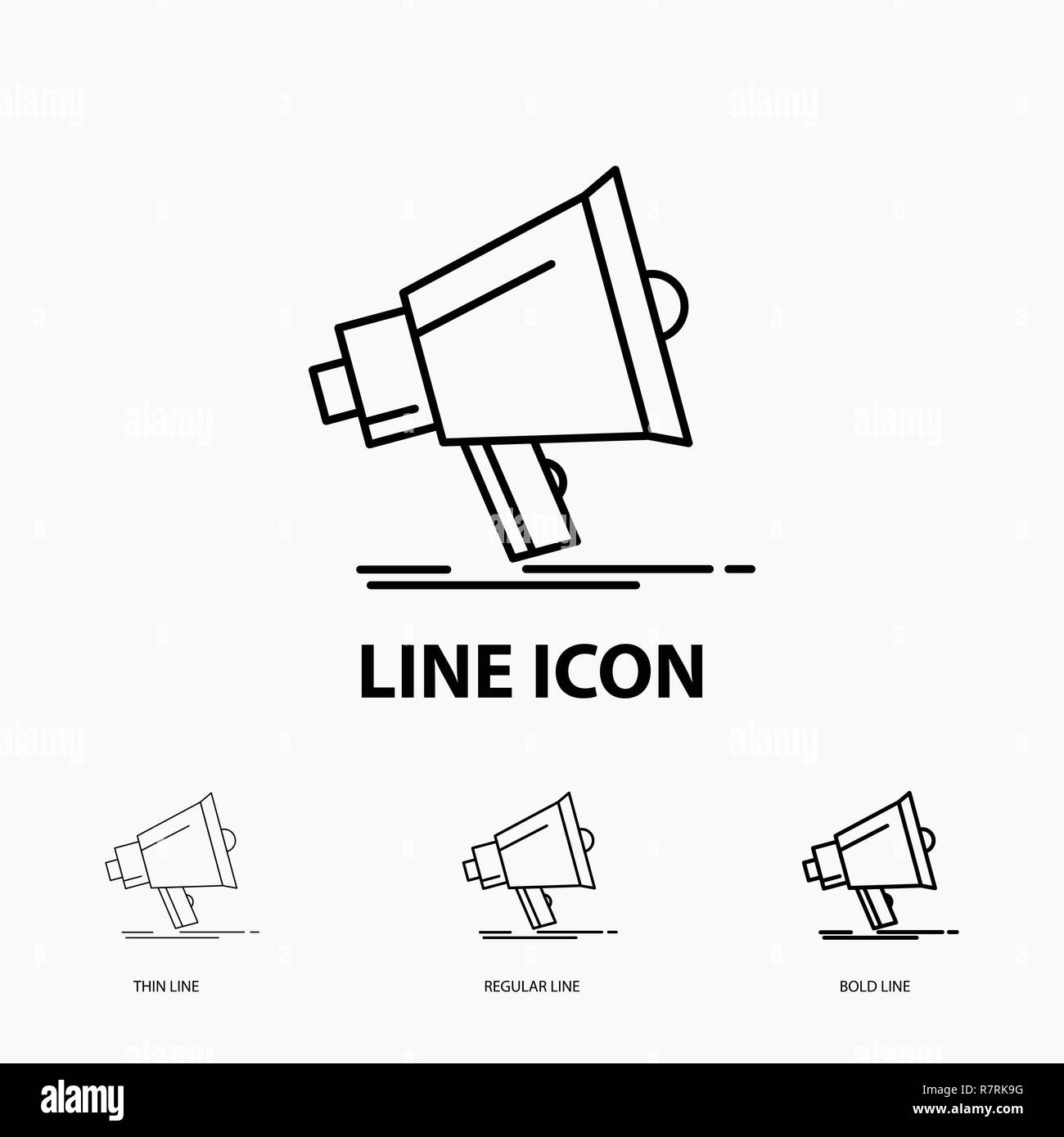 Megaphon, Digital, Marketing, Medien, Megafon-Symbol im Thin, Regular ...