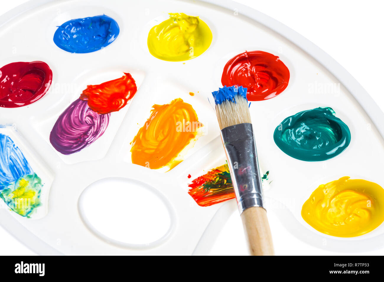 Farbpalette mit verschiedenen Acrylfarben und Pinsel Stockfotografie ... Farbpalette mit verschiedenen Acrylfarben und Pinsel Stockfotografie ...