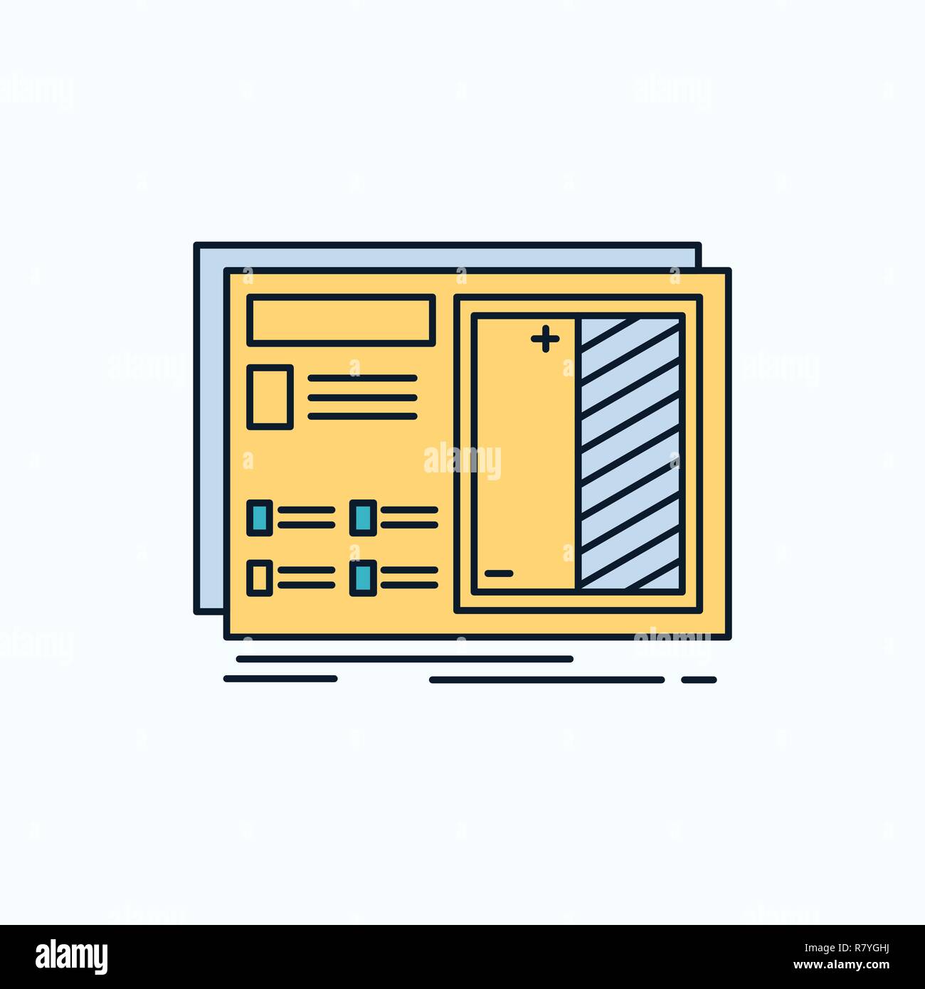 Entwurf, Design, Zeichnung, Plan, Prototyp Flachbild-Symbol. Grüne und ...