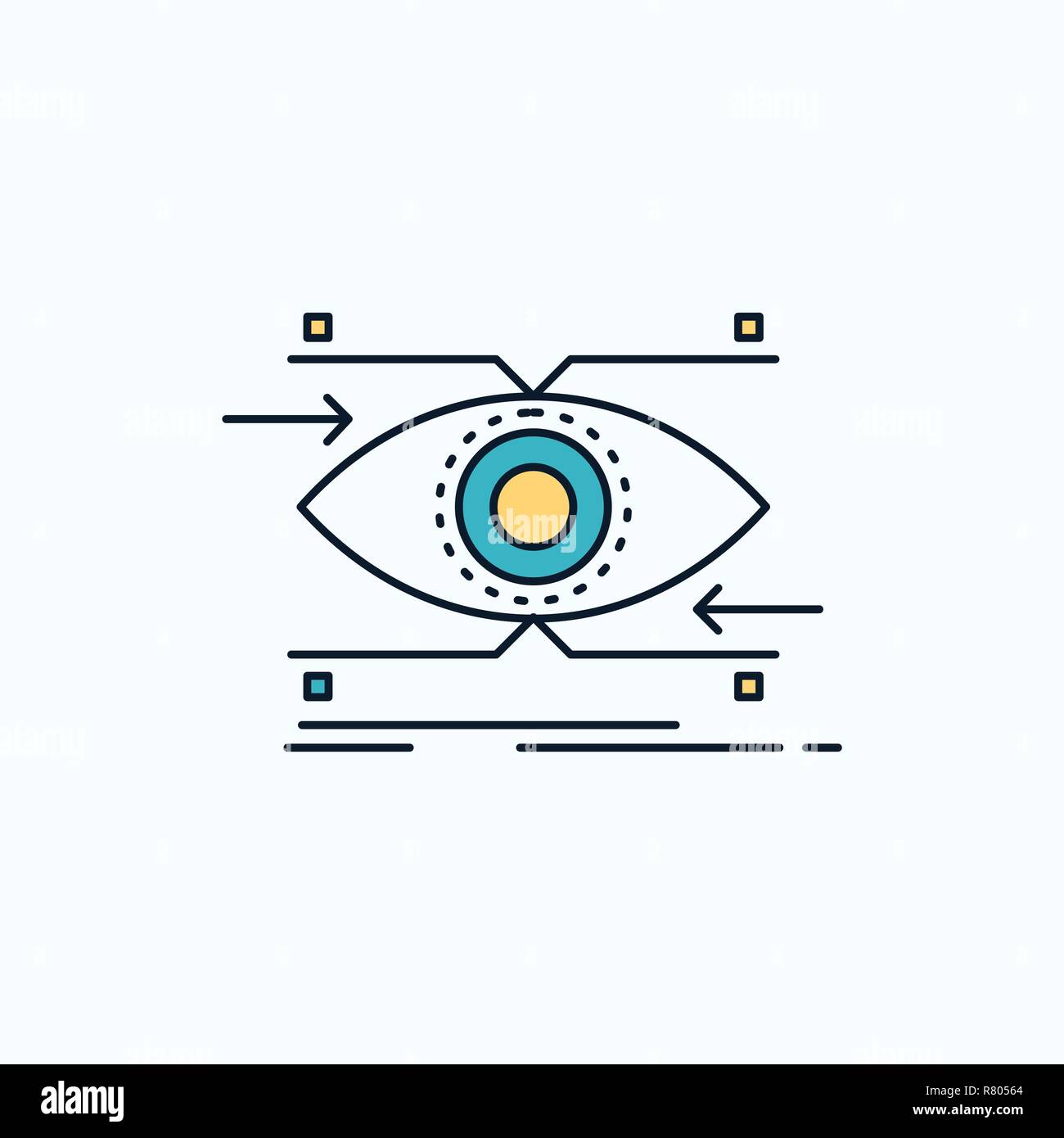 Aufmerksamkeit, Auge, Fokus, suchen, vision Flachbild-Symbol. Grüne und ...