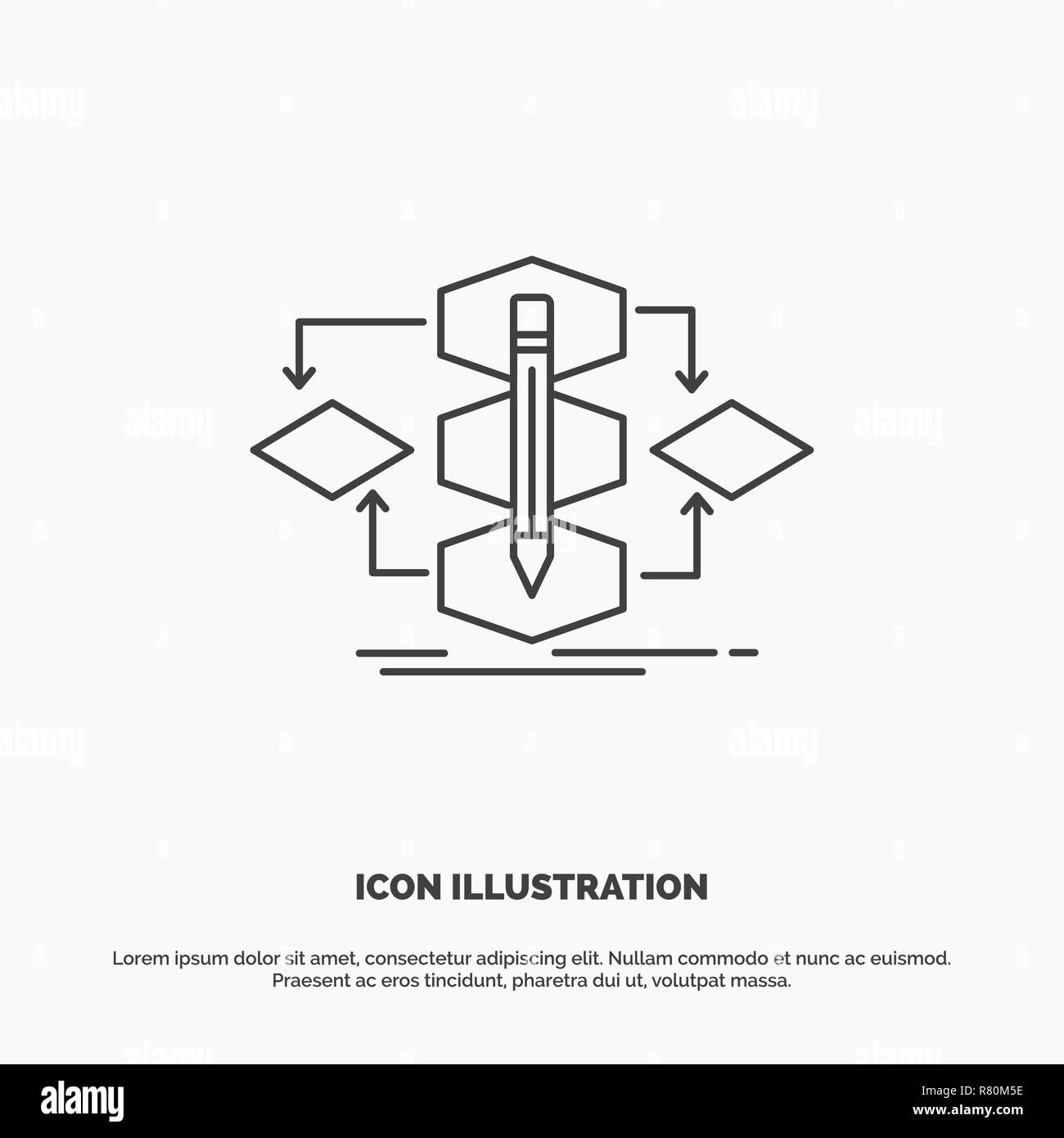 Algorithmus, Design, Methode, modell, Prozess-Symbol. Linie Vektor ...