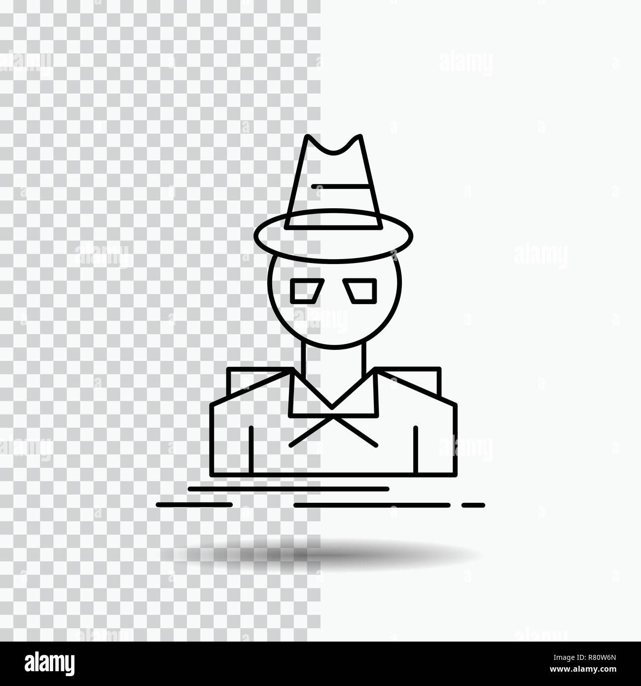 Detektiv, Hacker, Incognito, Spy, Dieb Symbol Leitung auf transparentem ...