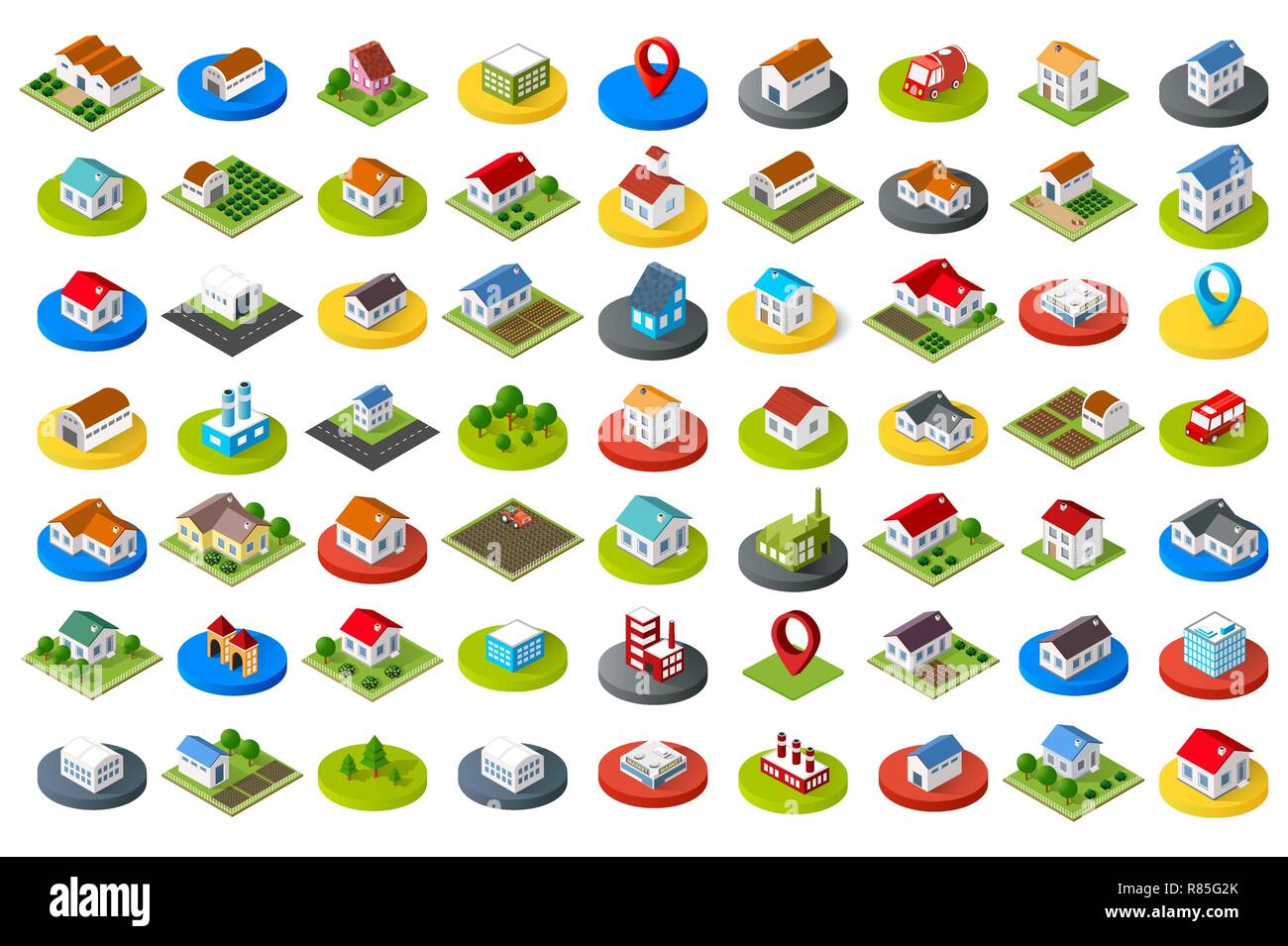 Satz von Stadt Symbole in verschiedenen Stilen, Farben für Design und ...