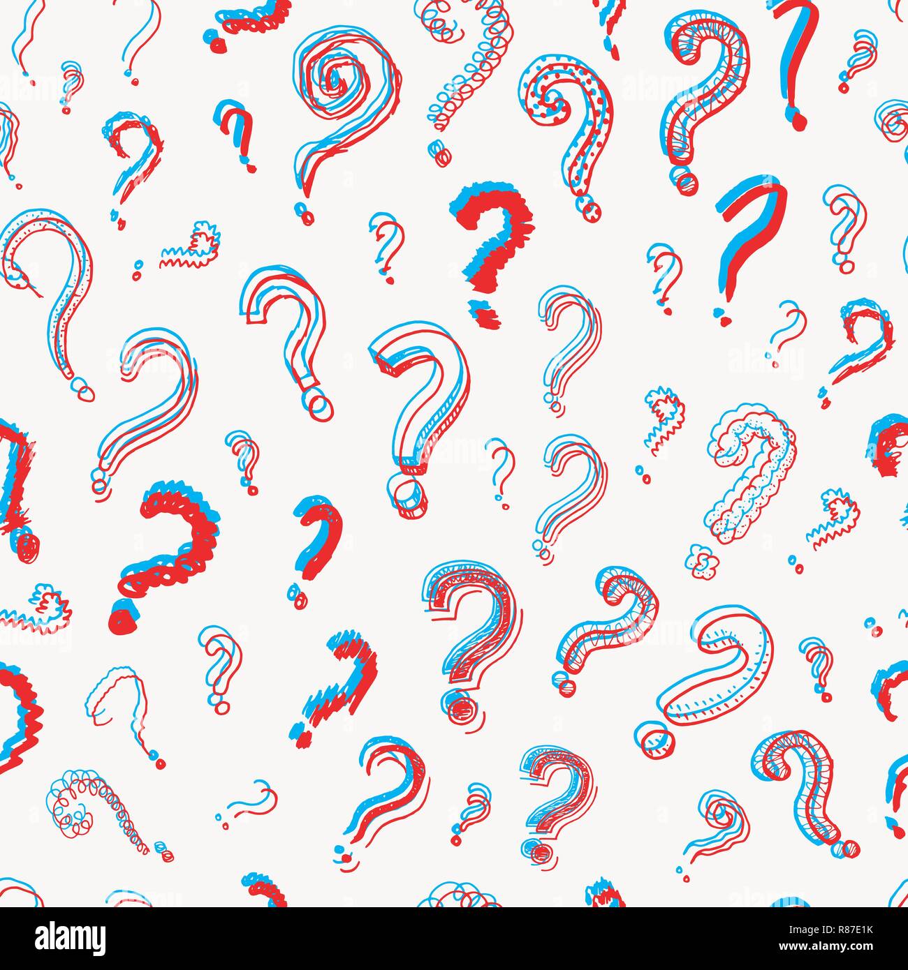 Fragezeichen nahtlose Muster.. Doodle Stil. Sammlung von Symbolen und ...