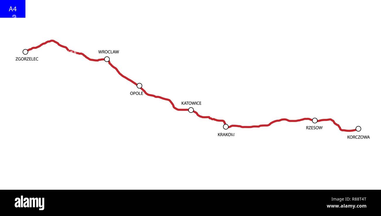 Polnische Route Autobahn A 4. Autobahn Deutschland - ukraine. Karte von ...