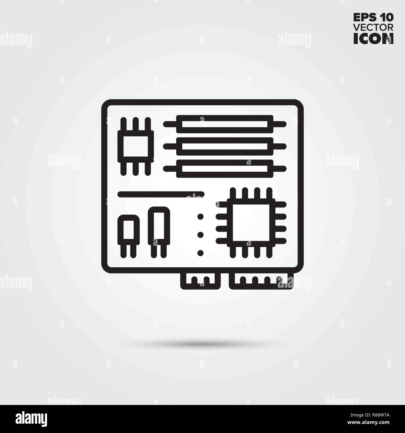 Computer motherboard Symbol Leitung. Elektronisches Bauteil vektor ...