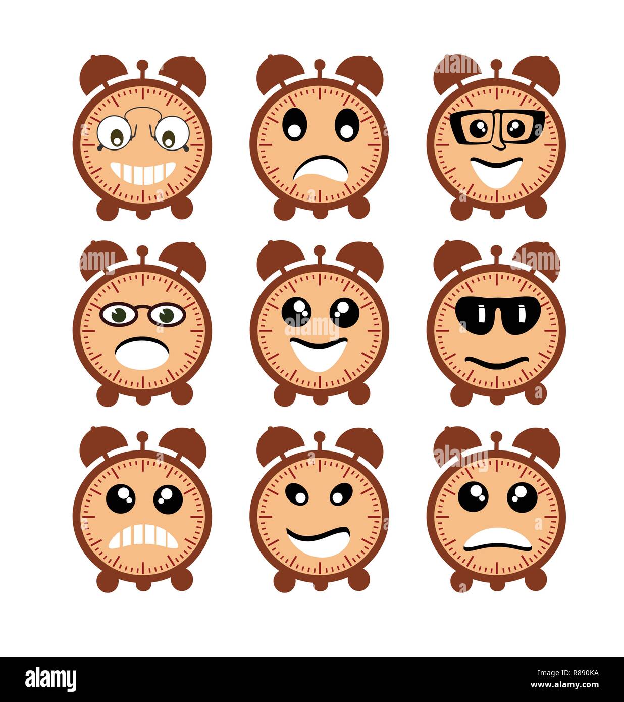 Emoji emoticon Ausdruck Symbole in style Wecker Gesicht Symbole ...