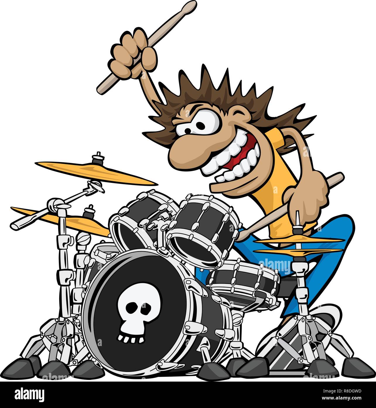 Doze Bateristas Tocando Bateria Clipart Descarga Vector De