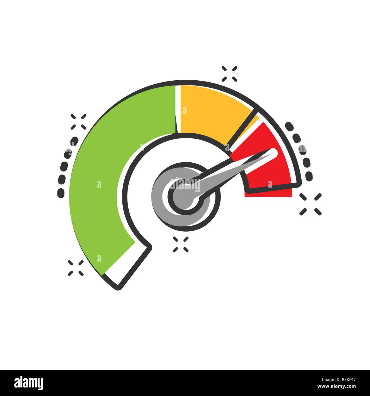 Meter Dashboard Symbol im Comic-stil. Credit Score Indikator ebene ...