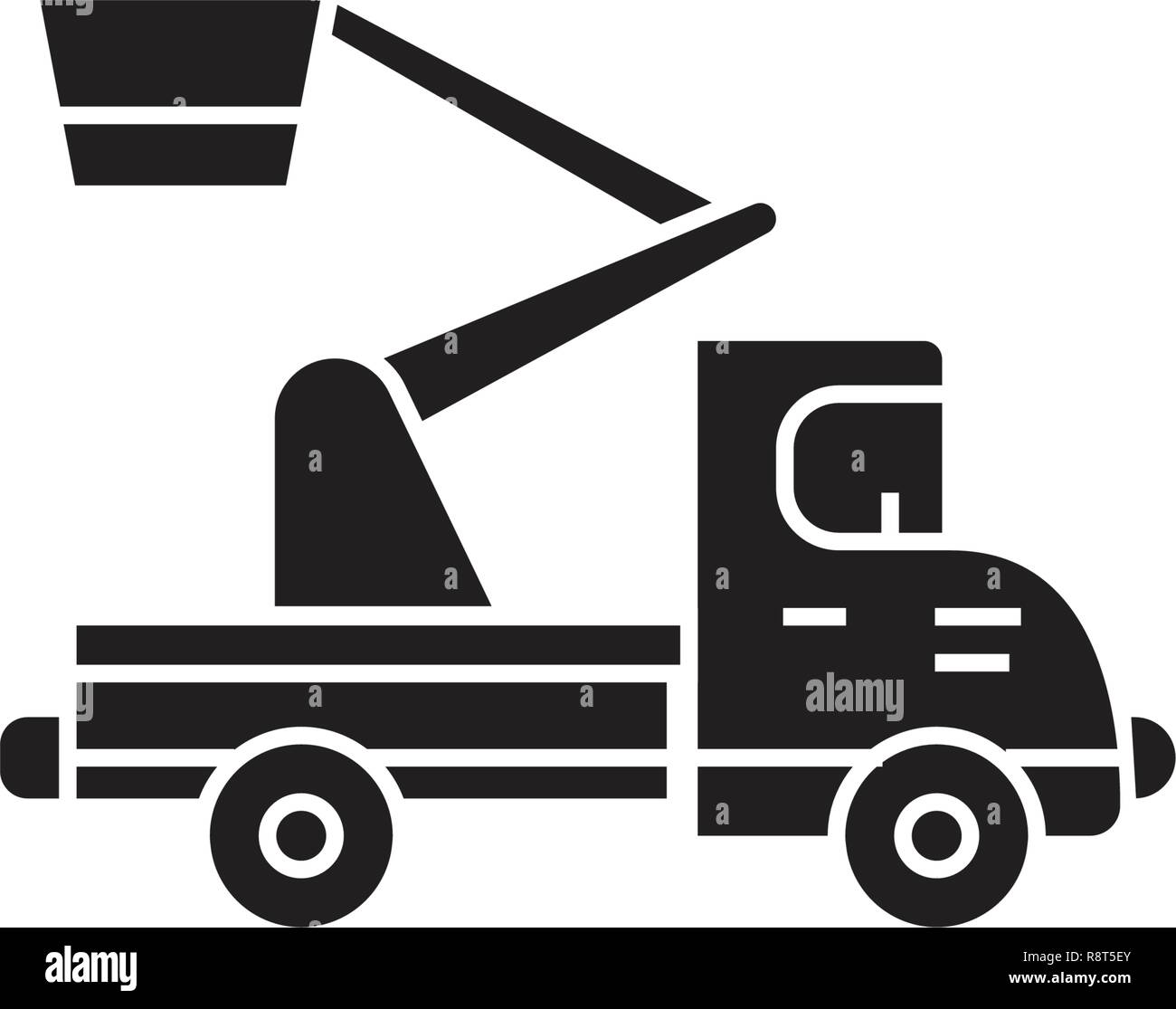 Cherry Picker schwarz Vektor Konzept Symbol. Cherry Picker flachbild ...