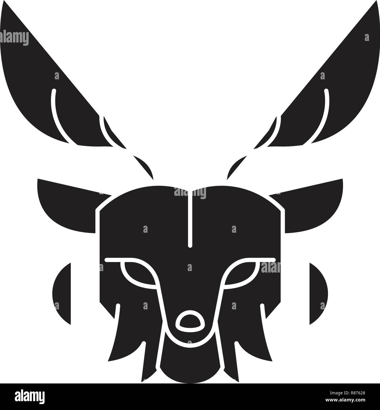 Hirschkopf schwarz Vektor Konzept Symbol. Hirsch Kopf, flache ...