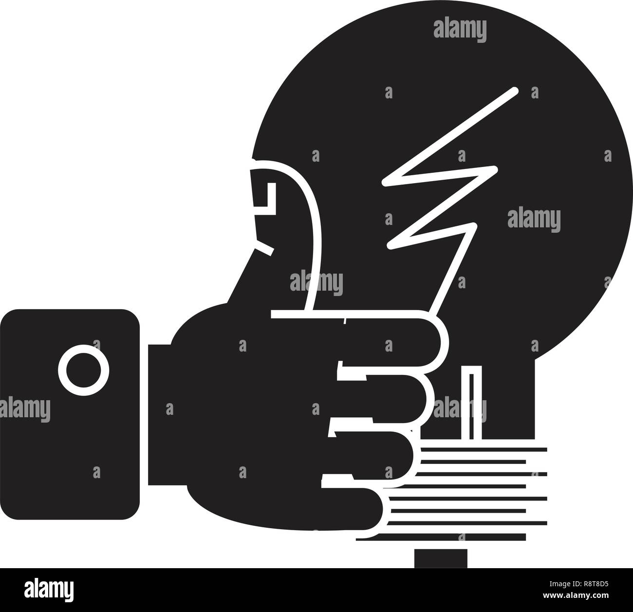 Gute Idee, Hand mit Daumen hoch, schwarz Vektor Konzept Symbol. Gute ...