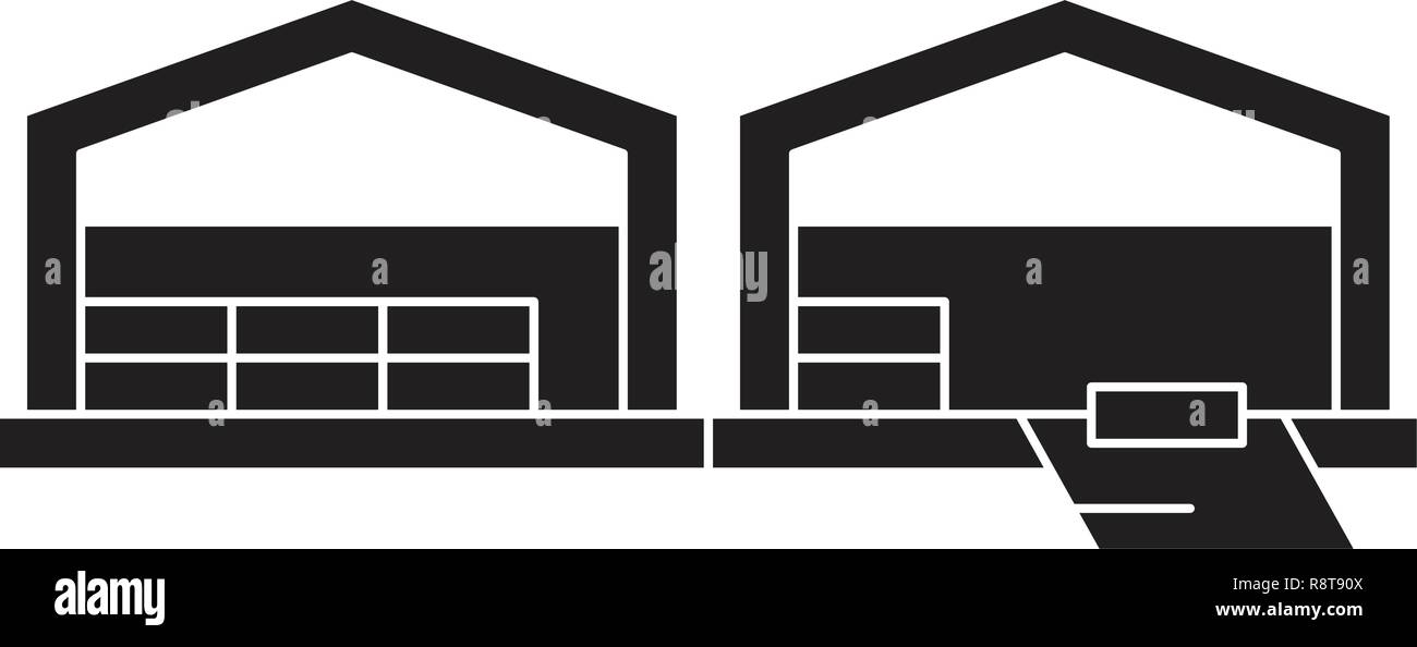 Logistik Lager schwarz Vektor Konzept Symbol. Logistik Lager flachbild ...